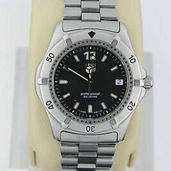 Tag Heuer 2000 Black WK1110 Classic Professional SS Watch Mens Mint Glass Silver | WatchCharts ...