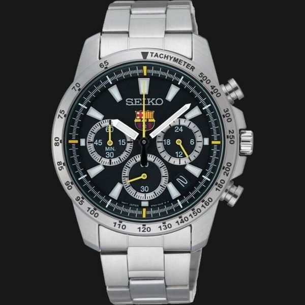 SEIKO SSB073P1 Chronograph FC Barcelona Football Steel Quartz Watch ...