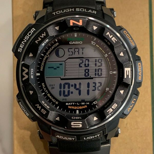 Casio Pro Trek Men's Solar Atomic Black Band 50.5mm Watch PRW2500R-1 Gently Used | WatchCharts ...