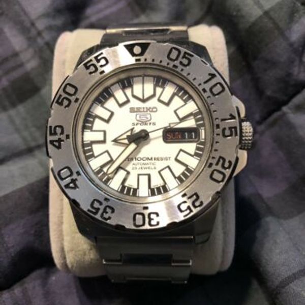 Seiko 5 Sports SNZF45 Mini Baby Monster White | WatchCharts Marketplace