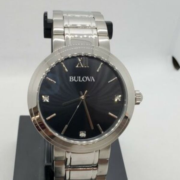 BULOVA DIAMOND 96D124 SILVER TONE MEN'S WATCH ALL STAINLESS STEEL 38MM ...