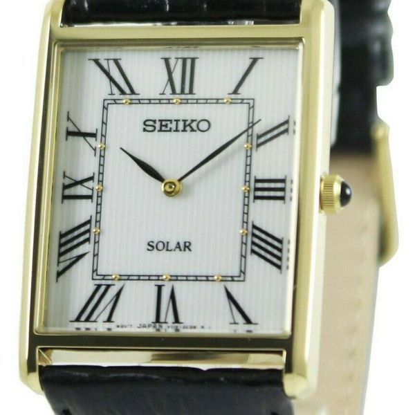 Seiko SUP880P1 Men's Analogue Classic Solar Powered BLACK Leather Strap ...