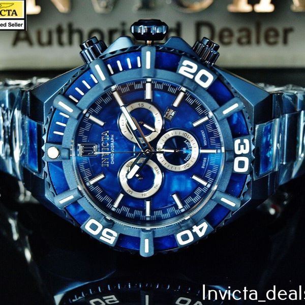 Rare Invicta Men's 60mm JT SWISS Chronograph BLUE RESIN DIAL Blue Tone ...