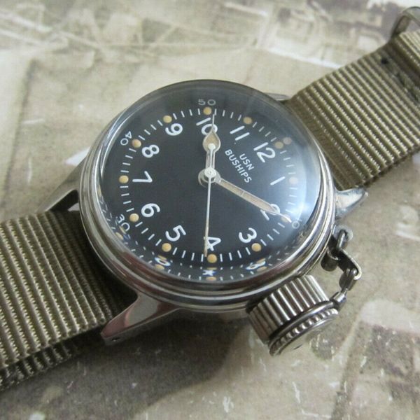 WW2 HAMILTON MILITARY WATCH USN BUSHIPS FROGMAN CASE WITH ORIGINAL ...