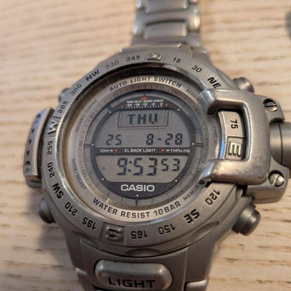 Casio Pro Trek PRT-4000 Titanium Watch Used Damaged Band | WatchCharts ...