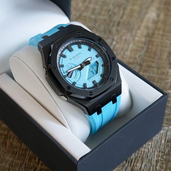 Custom Casio G-Shock GA-2100 - CasiOak Mod - Blue and Black ...