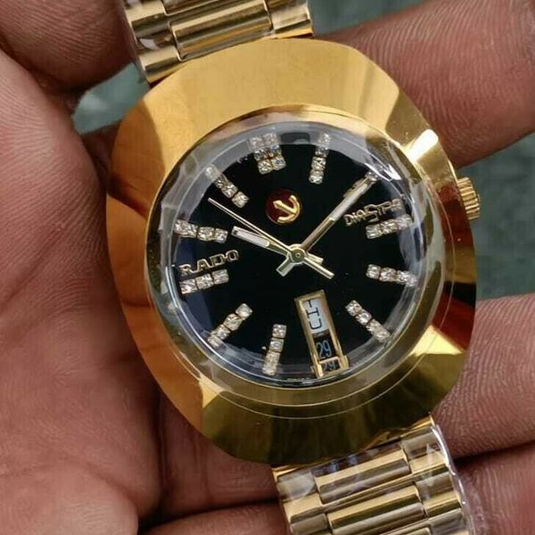 Vintage Rado Diastar Automatic 36mm White Stone Men's Wrist Watch Black ...