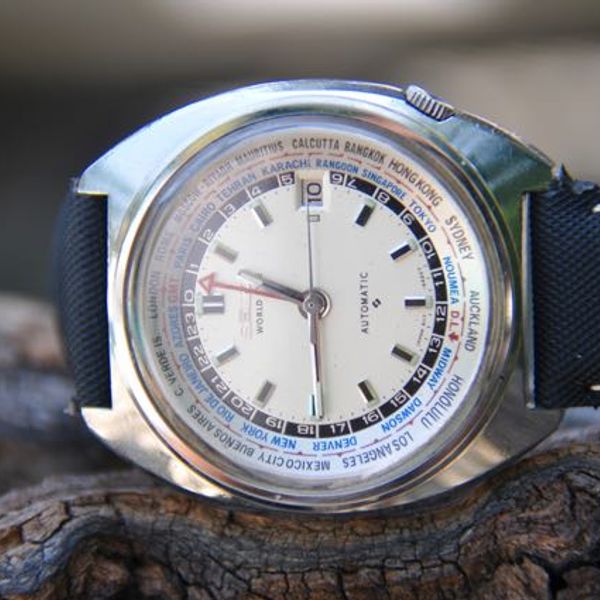 Somewhat rare Seiko Vintage World Time GMT watch on TWB Strap $375 OBO ...