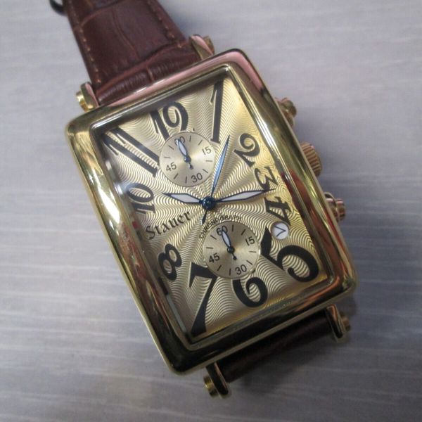 Stauer Gold Tone Running Men's Watch 20413 | WatchCharts Marketplace