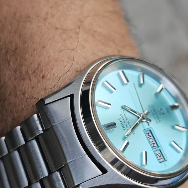 VINTAGE OMEGA SEAMASTER COSMIC 2000 ICE BLUE DIAL MEN'S AUTOMATIC WATCH ...