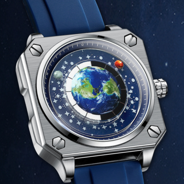 BINBOND Men's Watch Large Dial Moon Earth Star Sky Real Belt Business ...