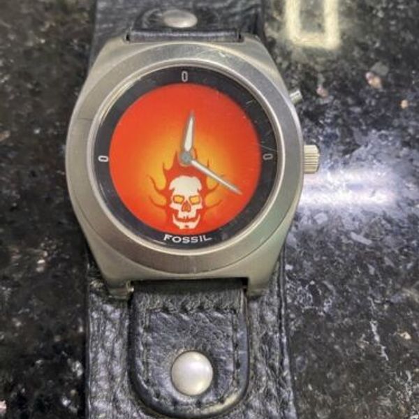 Fossil Big Tic Skull Flame Watch Rare Skull | WatchCharts Marketplace