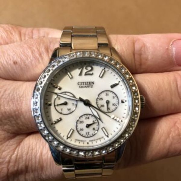 CITIZEN Quartz Watch 6329-S081289 Crystal Bezel Stainless Steel Water ...