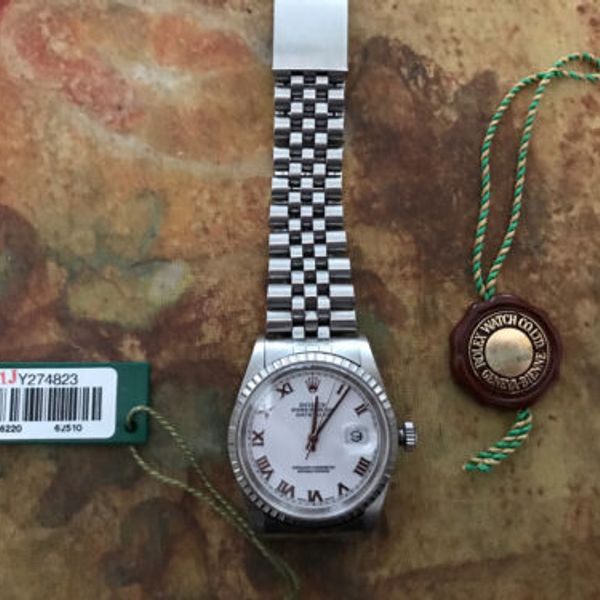 ROLEX 16220 Oyster Stainless Steel Datejust WHITE ROMAN NUMERAL Dial ...
