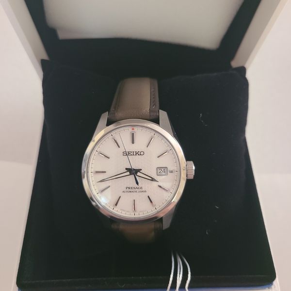 Seiko Presage Sharp Edged Series White Dial Leather Strap Watch SPB413 ...