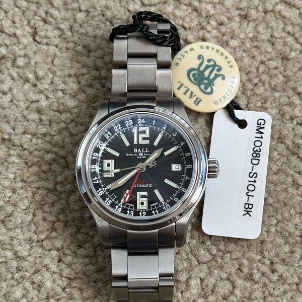 BALL Trainmaster GMT Automatic Titanium Black Dial Men's Watch GM1038D ...