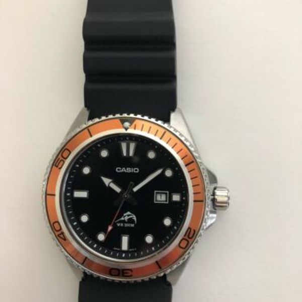 Casio Duro mdv106-1a w/ Orange PO Style Bezel Insert | WatchCharts