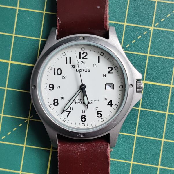 LORUS by Seiko mens Military Style Titanium field Watch Lume Hands VX32 ...