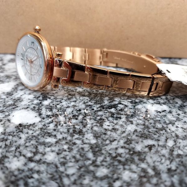 Fossil Ladies Carlie Three-Hand Rose Gold-Tone Stainless Steel Watch ...