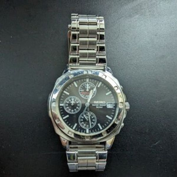 Vintage Seiko V657-9010 Quartz Chronograph Watch Black New Battery ...