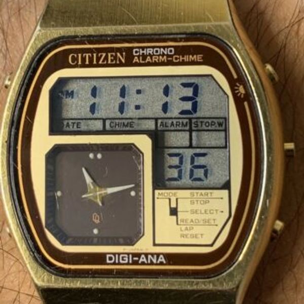 Vintage Citizen Digi-Ana Chrono Alarm-Chime Watch 41-9524 GN-4W Full ...