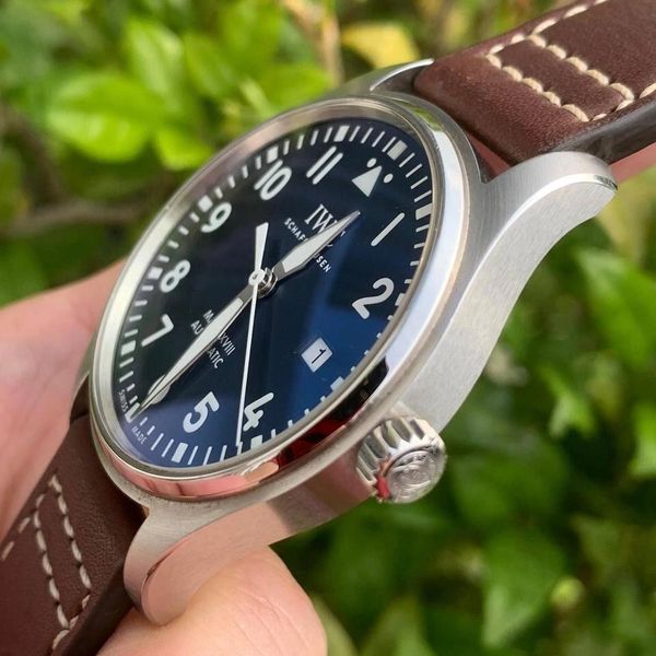 IWC Schaffhausen Pilot's Mark XVIII IW327003 SS Blue Dial Brown Leather ...
