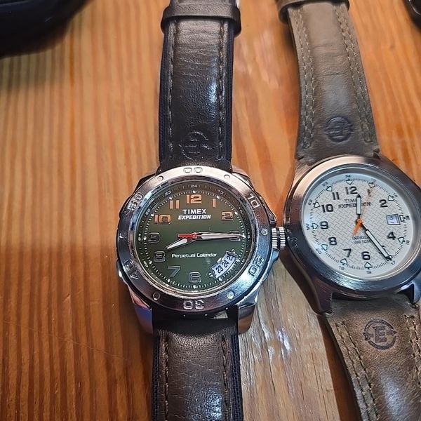 Timex Watch Lot - Expedition With Perpetual Calendar - Leather Bands ...