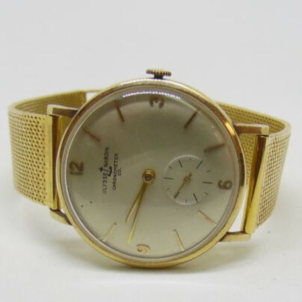 Vintage Ulysse Nardin Chronometer Co Wrist Watch w/ 19k .800 Gold Mesh ...