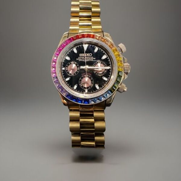 SEIKO MOD RAINBOW DIAMOND BEZEL CHRONOGRAPH MEN'S WATCH | WatchCharts ...