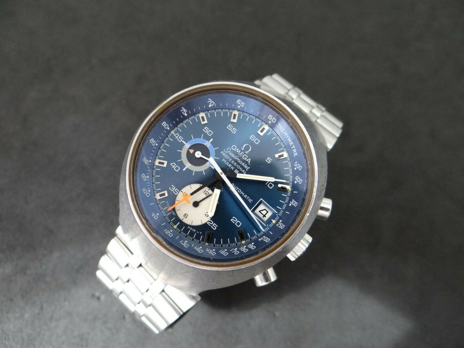 VINTAGE OMEGA SPEEDMASTER MARK III CHRONOGRAPH AUTOMATIC DEEP BLUE DIAL ...