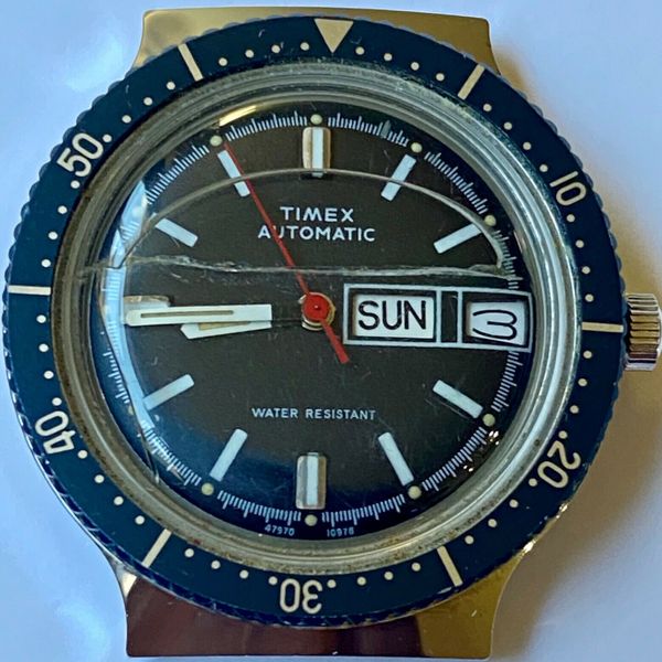 Vintage Timex Diver Watch 47970 10978 Automatic rotating bezel and red ...