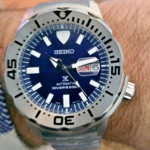 New Seiko Prospex Monster Stunning Blue Men's Watch -4R36 Soild Steel ...