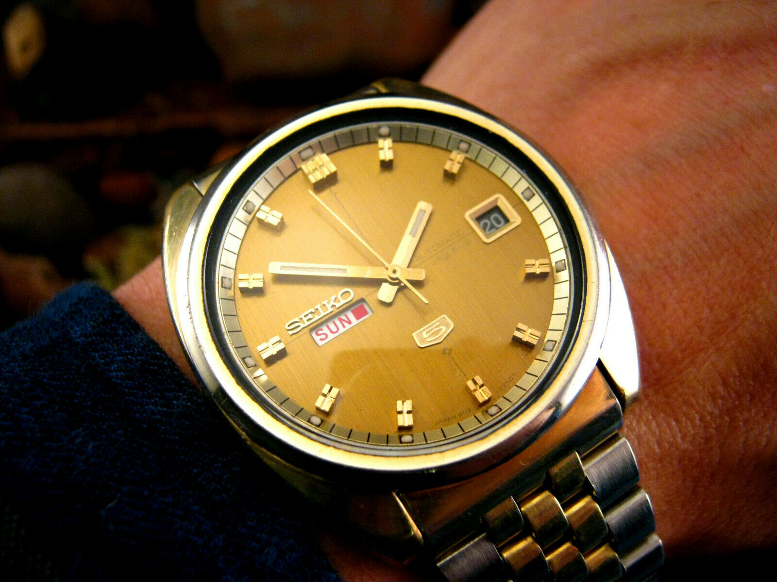 1971 SEIKO 6119-7183 GOLD DIAL Vintage Retro AUTOMATIC Mens 37mm Bi ...