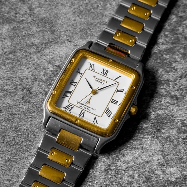 VINTAGE SEIKO CADET PANTHERE TWO TONE TANK QUARTZ WATCH | WatchCharts ...