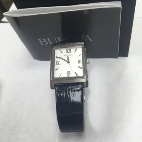 BULOVA MEN'S WRIST WATCH 96B107 RECTANGULAR STAINLESS FACE BLACK LEATHER BAND | WatchCharts ...