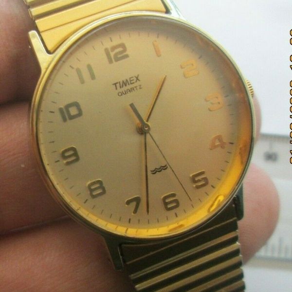Men's vintage Timex Quartz Gold tone Dial, Arabic Numerals, Flex Band ...