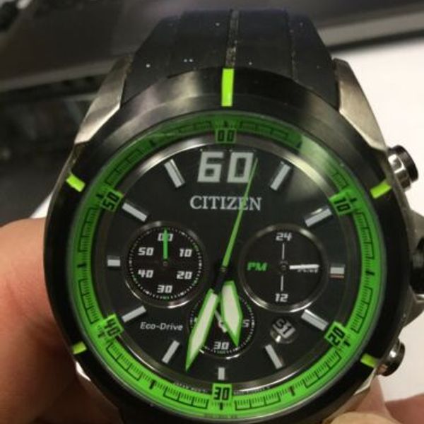 Citizen eco drive chronograph mens watch B620-S090768 green ...