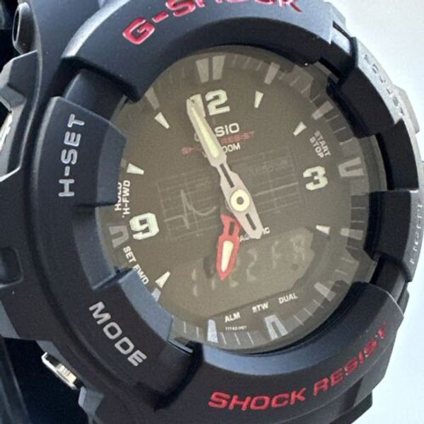Casio G100-1BV, G-Shock 200 Meter WR Black Resin Watch, Analog/Digital ...