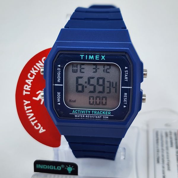 Timex Men's Digital Watch Activity & Step Tracker Blue Resin & Silicone ...