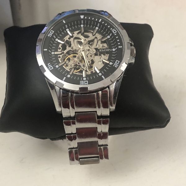 ELGIN Stainless Steel Automatic Skeleton Watch FG8030 138 ELGIN ...