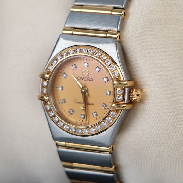 Lady Omega Constellation 18k Yellow Gold Steel Diamond 23mm Quartz ...
