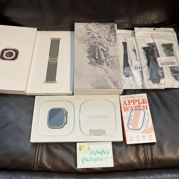 [WTS] Apple Watch Ultra with green alpine loop, 8 silicone bands and ...