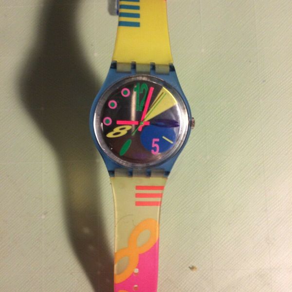 Vintage Multicolor 1993 Swatch "Crazy Eight" Men's Watch - Tested and ...