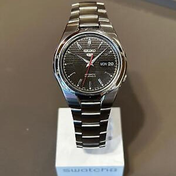 Pre-Owned Seiko 5 Menâ s Watch Automatic Black Dial Stainless Steel ...