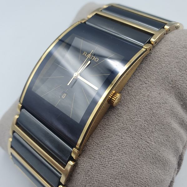 Rado DiaStar Wide Rectangular Watch Automatic Date Working Black and ...