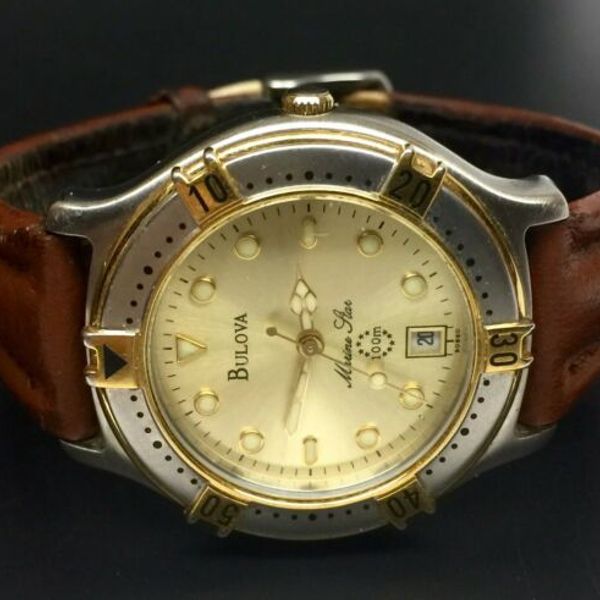 BULOVA Marine Star 100m Vintage 90’s Men’s Quartz Date Watch 90850 ...
