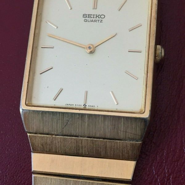 1987 Man's Seiko 5Y00 5029 Quartz Ultra Thin Watch + Seiko Band New ...