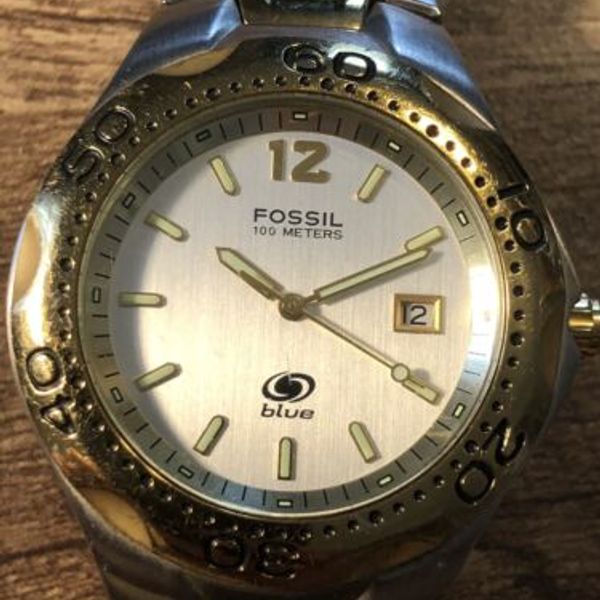 Fossil Men’s Watch Blue Model 100 Meter Stainless Steel Wristwatch For ...
