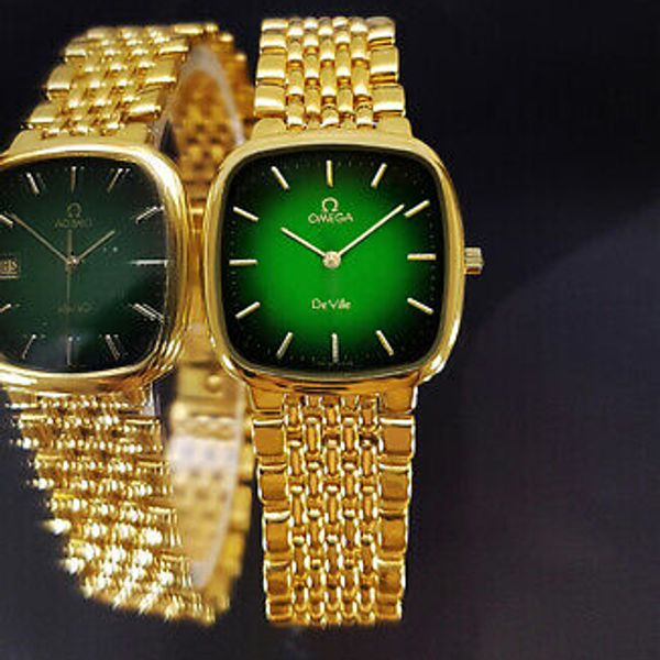 VINTAGE OMEGA DE VILLE MEN'S QUARTZ 18K-GP GREEN 2 TONE DIAL WATCH | WatchCharts Marketplace