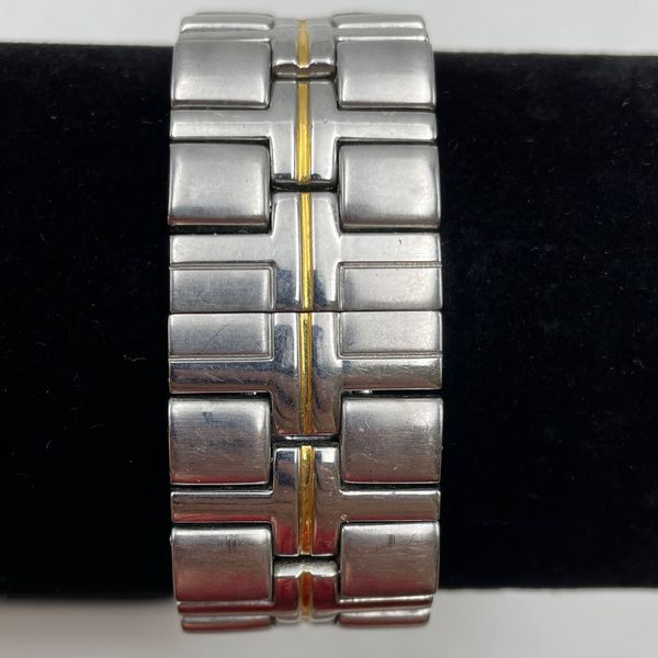 Bulova Mens Sterling Silver Water Resist Two-Tone Date Square Quartz ...